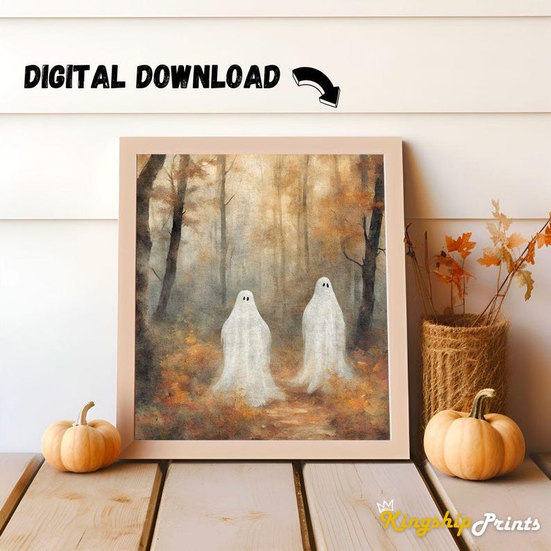 Vintage Ghost Print for Halloween | Ghost Painting, Halloween Wall ...