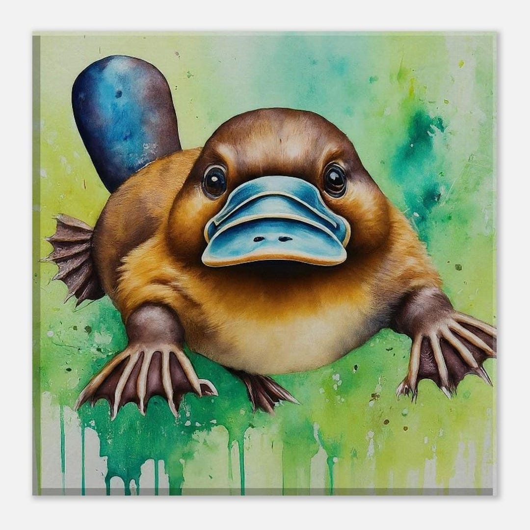 Watercolour of Platypus on Canvas 20x20 Cm | Platypus Colorful ...