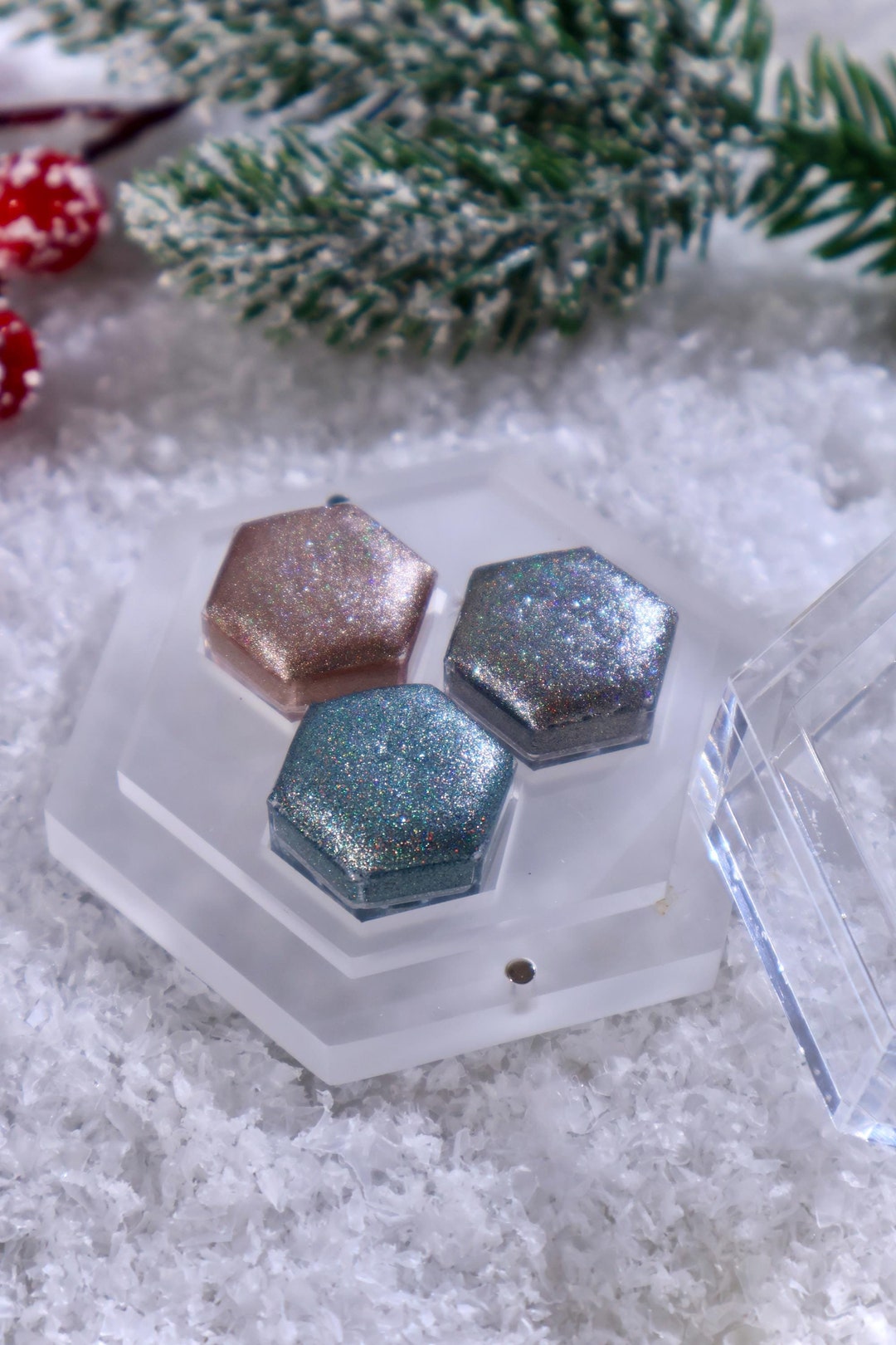 Lisilinka Winter Watercolor Set: Metallic Sparkle Paints, Handmade ...