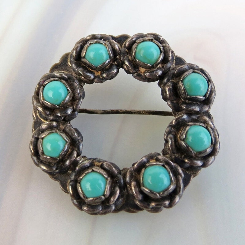 Turquoise Brooch - Etsy
