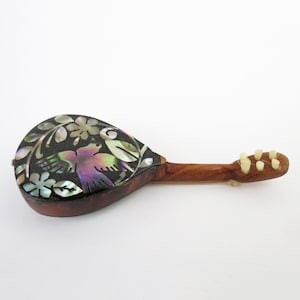 Miniature Vintage Carved Wood Mandolin Instrument With Abalone Bird ...