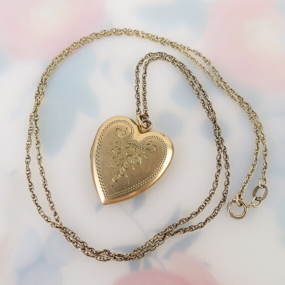 Vintage 1940s 10k gold filled puffy heart Locket pend… - Gem