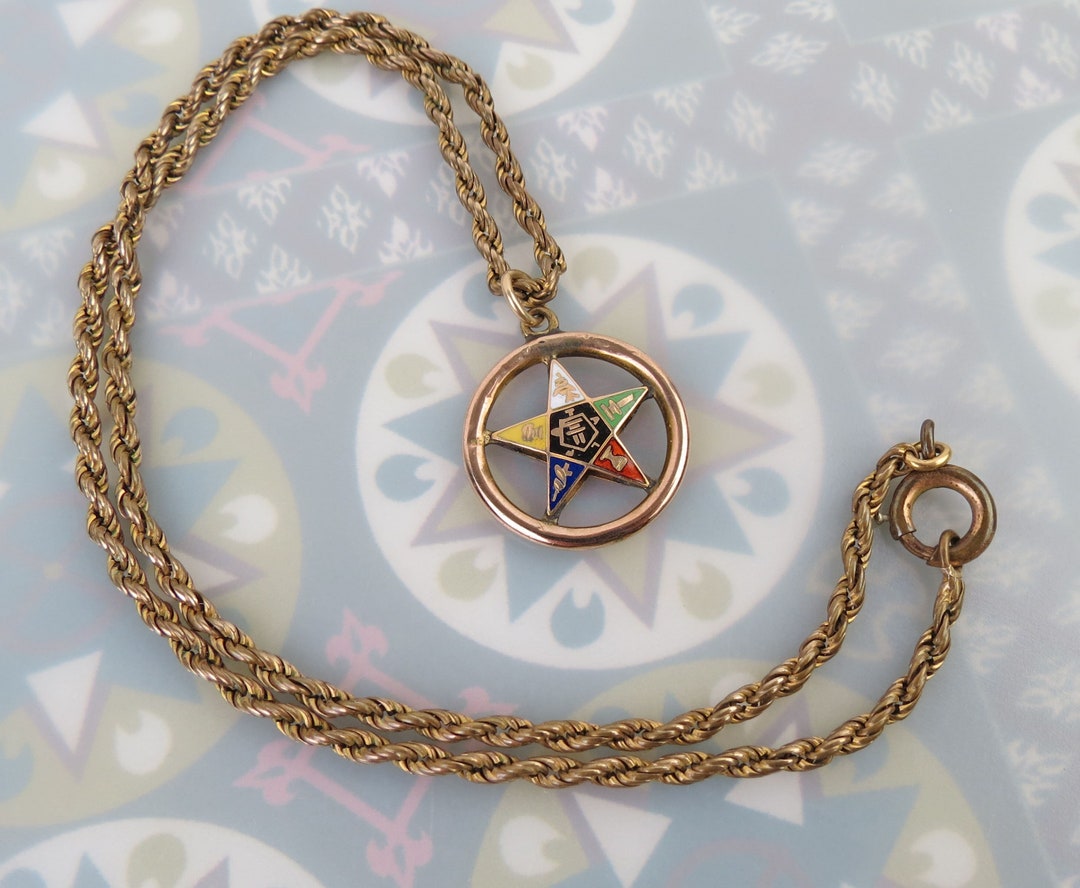 Vintage Order of Eastern Star 10k Gold Enamel Double Sided - Etsy