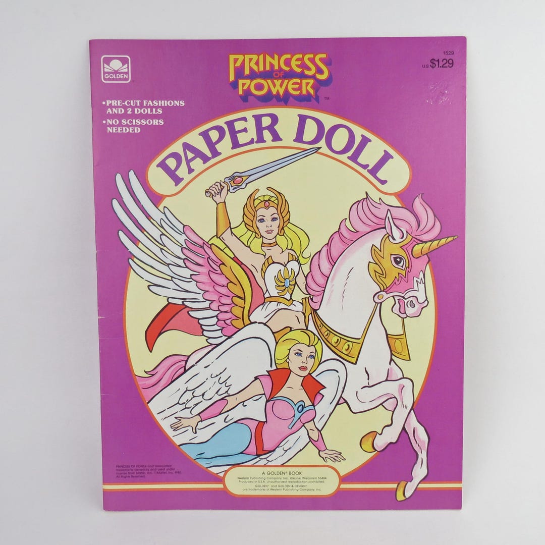 1985 She-ra Princess of Power Paper Doll Book With 2 Dolls and Clothing ...
