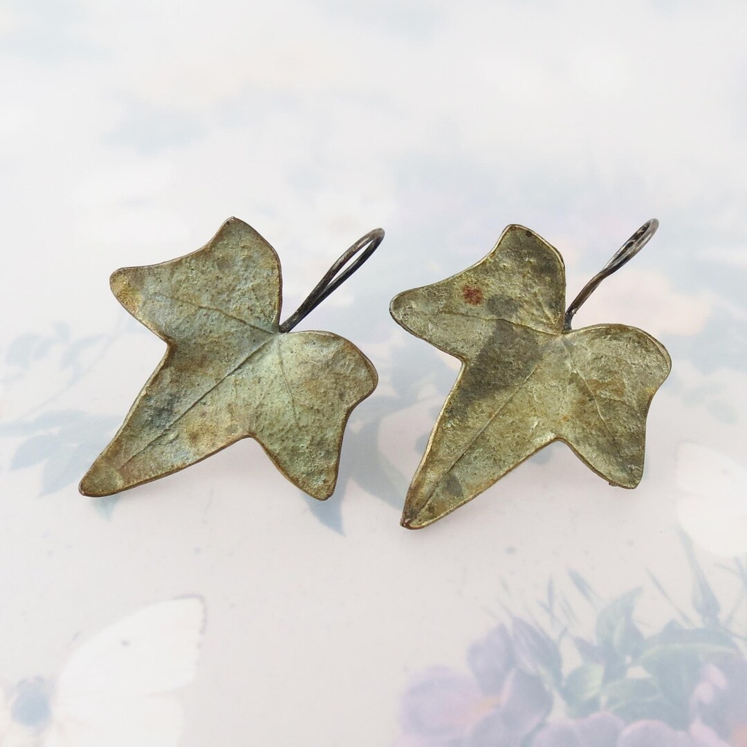 Silver Seasons Bronze Ivy Leaf Earrings by Michael Michaud - Etsy
