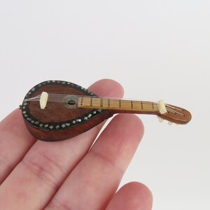 Miniature Vintage Carved Wood Mandolin Instrument With Abalone Bird ...