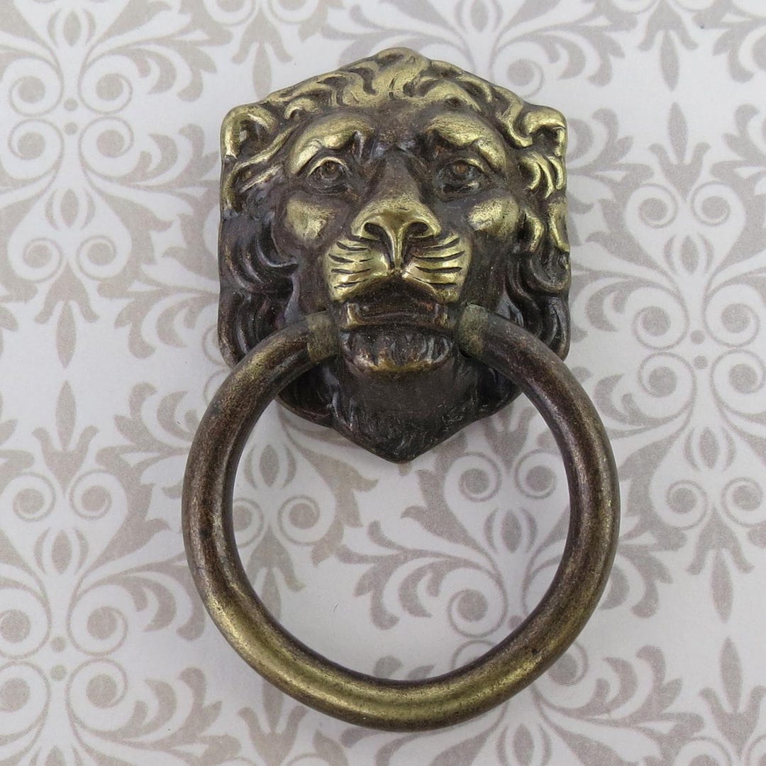 Vintage Lion's Head Drawer Pull - Miniature Door Knocker Style - Etsy