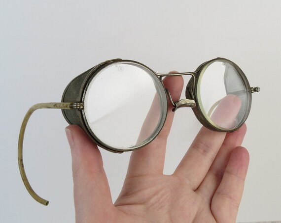 Antique 1920s Steampunk Safety goggles with mesh guar… - Gem