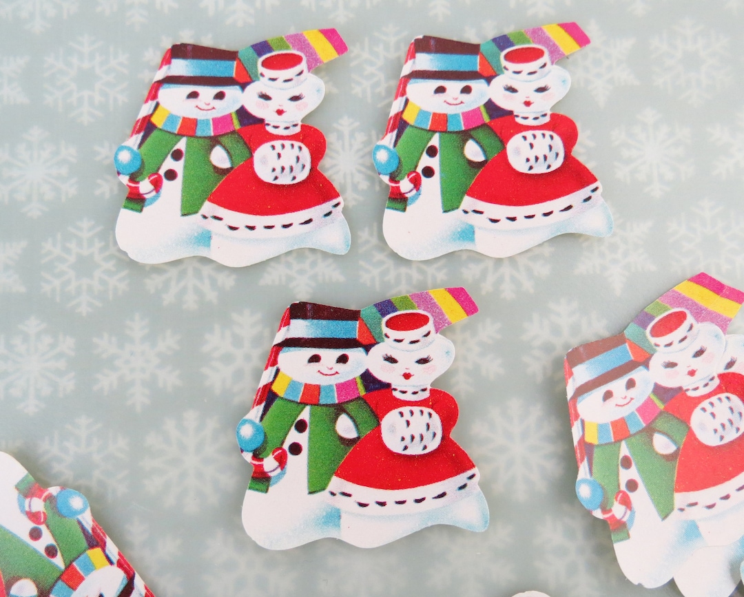 Lot of 15 Vintage 1950s Christmas Mr & Mrs Snowman Gummed Decals for ...