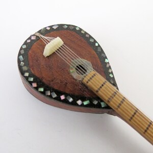 Miniature Vintage Carved Wood Mandolin Instrument With Abalone Bird ...