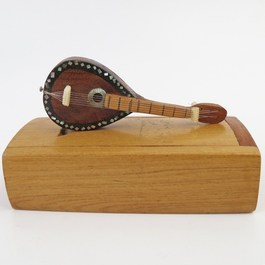 Miniature Vintage Carved Wood Mandolin Instrument With Abalone Bird ...