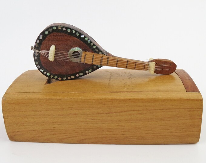Miniature Vintage Carved Wood Mandolin Instrument With Abalone Bird ...
