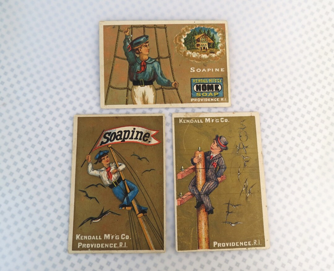 Three Victorian Antique Trade Cards Advertising Kendall Soapine With ...