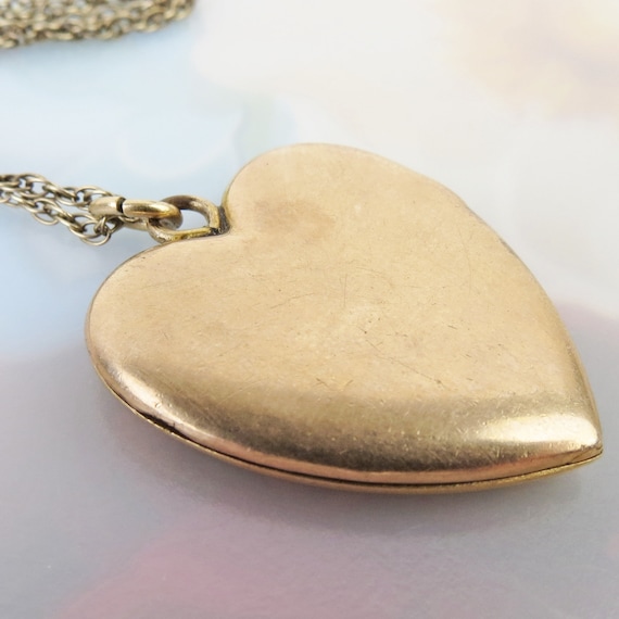 Vintage 1940s 10k gold filled puffy heart Locket pend… - Gem