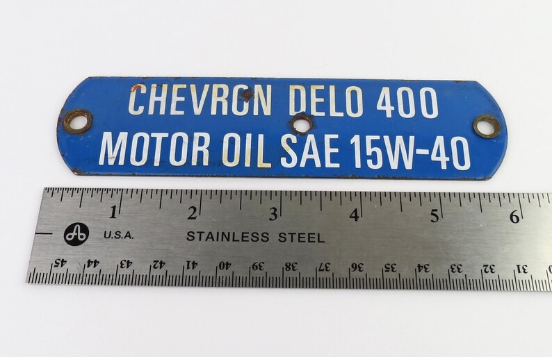 Vintage Chevron Delo 400 Porcelain Sign - Motor Oil SAE 15W-40 - Etsy