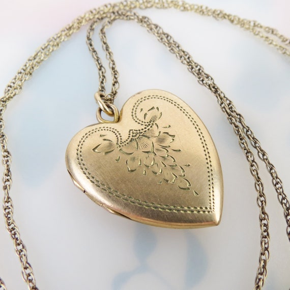 Vintage 1940s 10k gold filled puffy heart Locket pend… - Gem