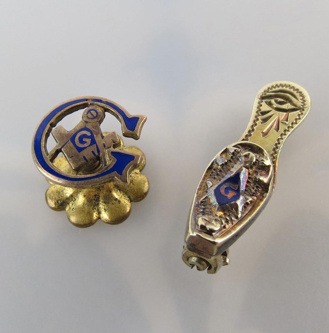 Tiny Late Victorian Masonic 14k Gold Blue Slipper Pin W/ Engraved All ...