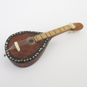 Miniature Vintage Carved Wood Mandolin Instrument With Abalone Bird ...