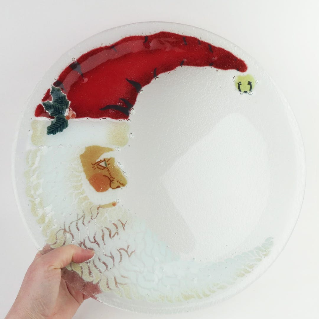 Giant Peggy Karr Glass Signed St. Nick Santa Claus Crescent Moon 13 3/4 ...