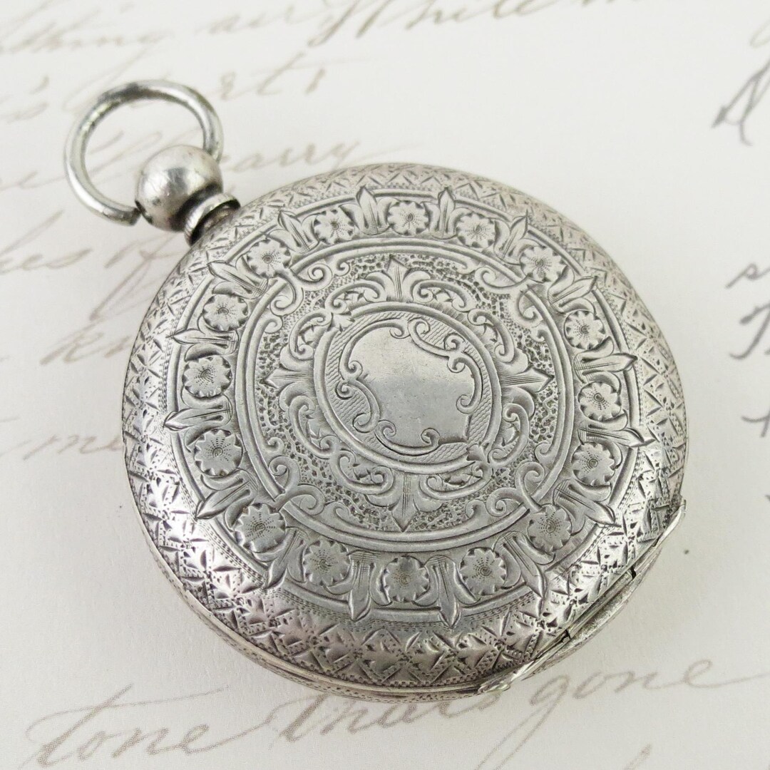 Antique 935 Sterling Silver Swiss Open Face Pocket Watch Case for ...
