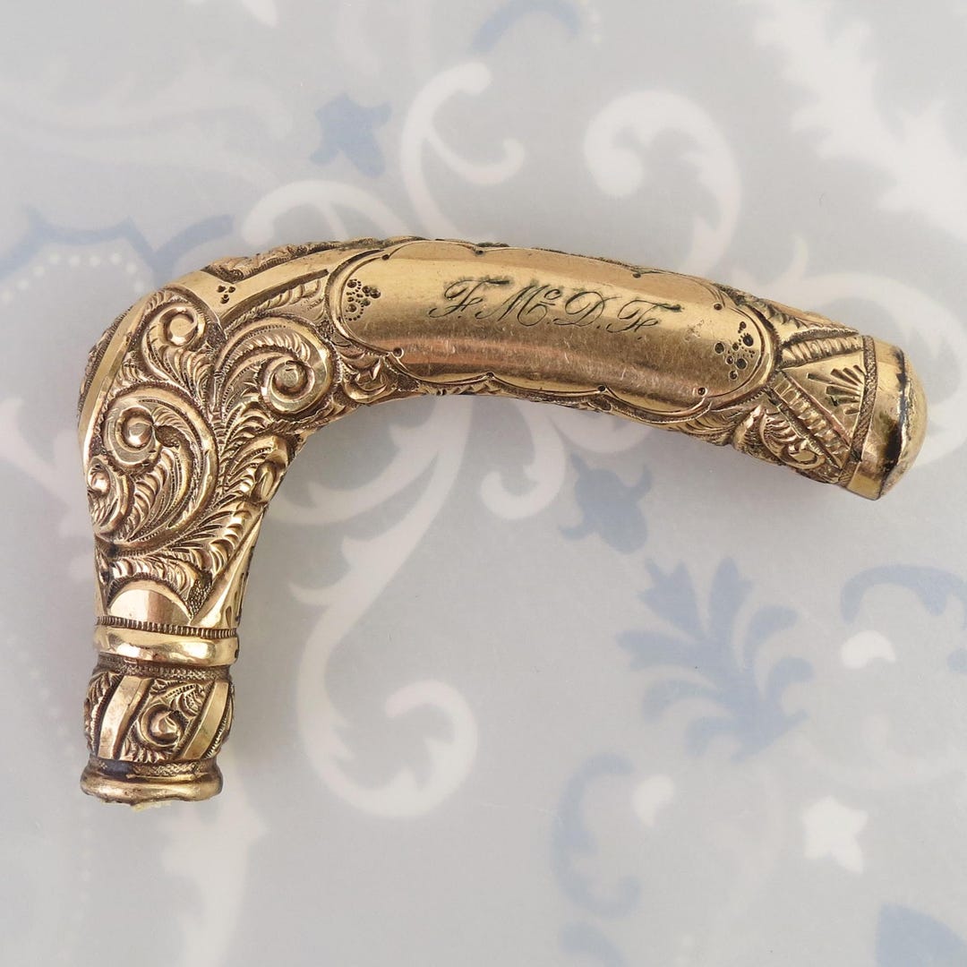 Victorian Rolled Gold Filled Petite Antique Handle Carved Design With ...