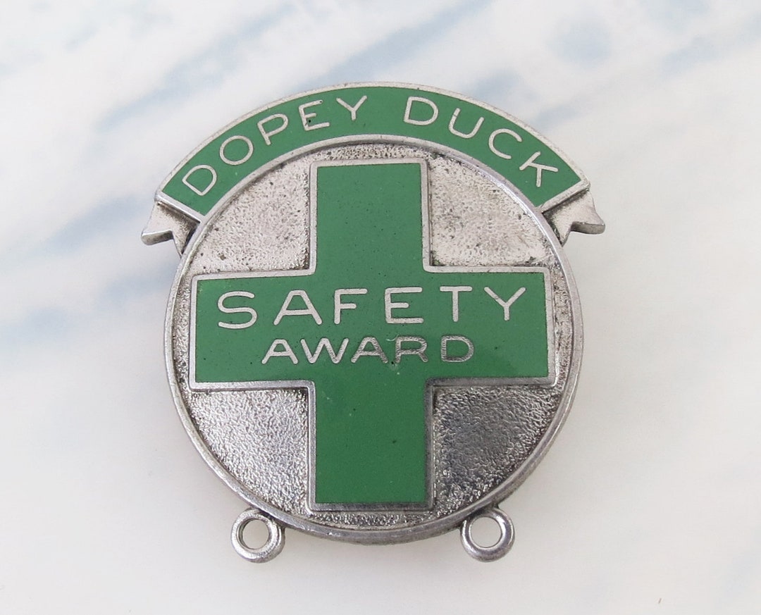 Vintage Sterling Silver " Dopey Duck " Green Cross " Safety Award ...