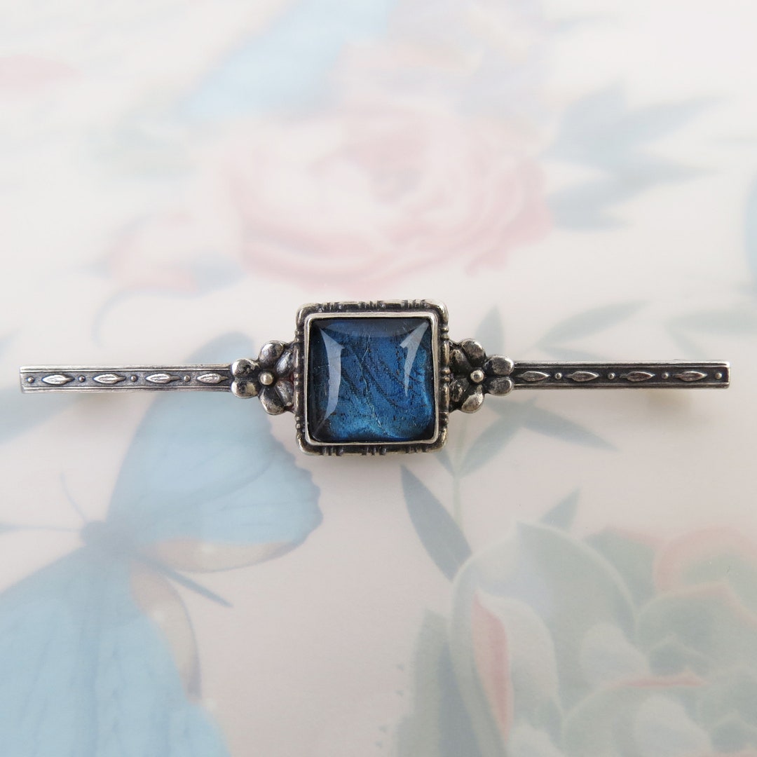 Vintage English Sterling Silver Art Deco Brooch With Blue Morpho ...