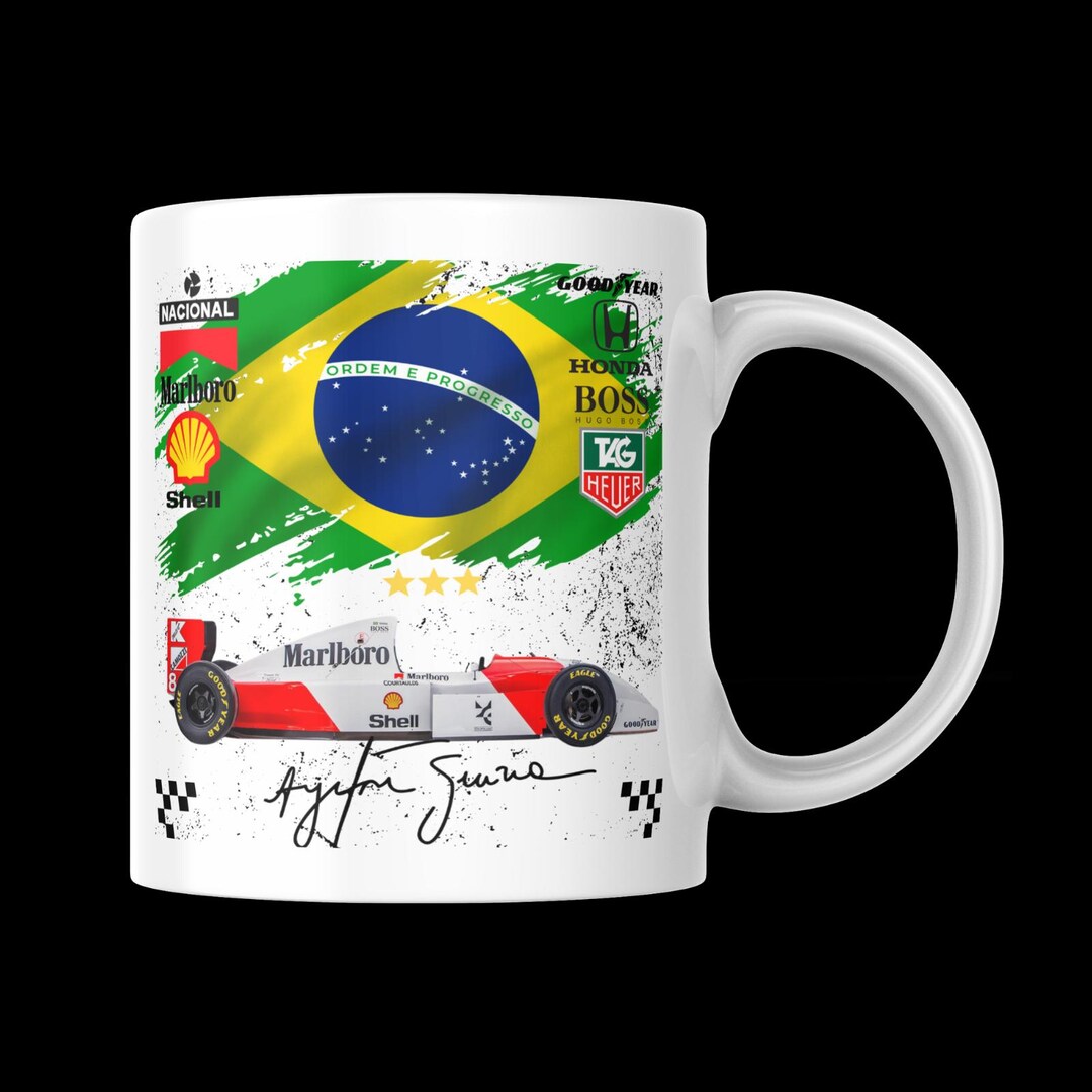 Ayrton Senna Mug, Senna Gift, F1 Legend Mug, Motorsport Gift, Vintage ...