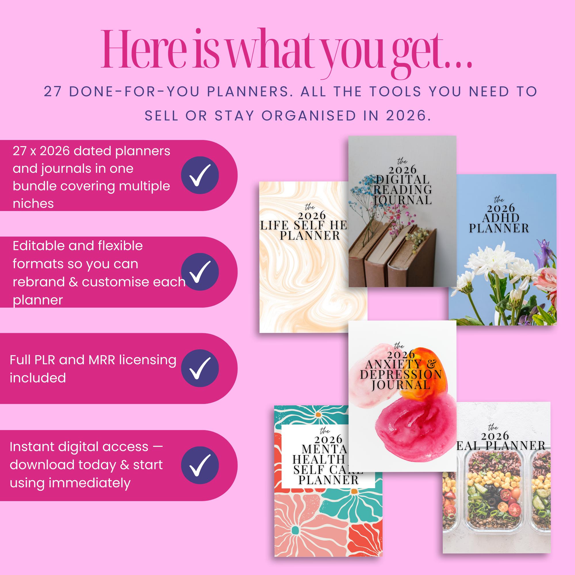2026 Planner Mega Bundle | 27 Editable Planners & Journals | Editable ...