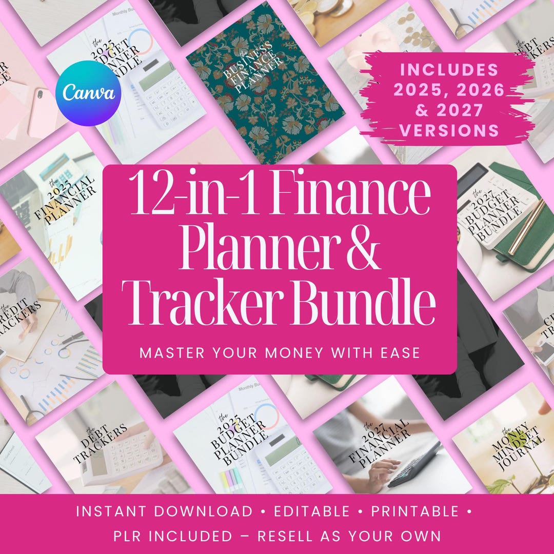 Finance Planner PLR Bundle, Budget Planner, Savings Tracker, Money ...
