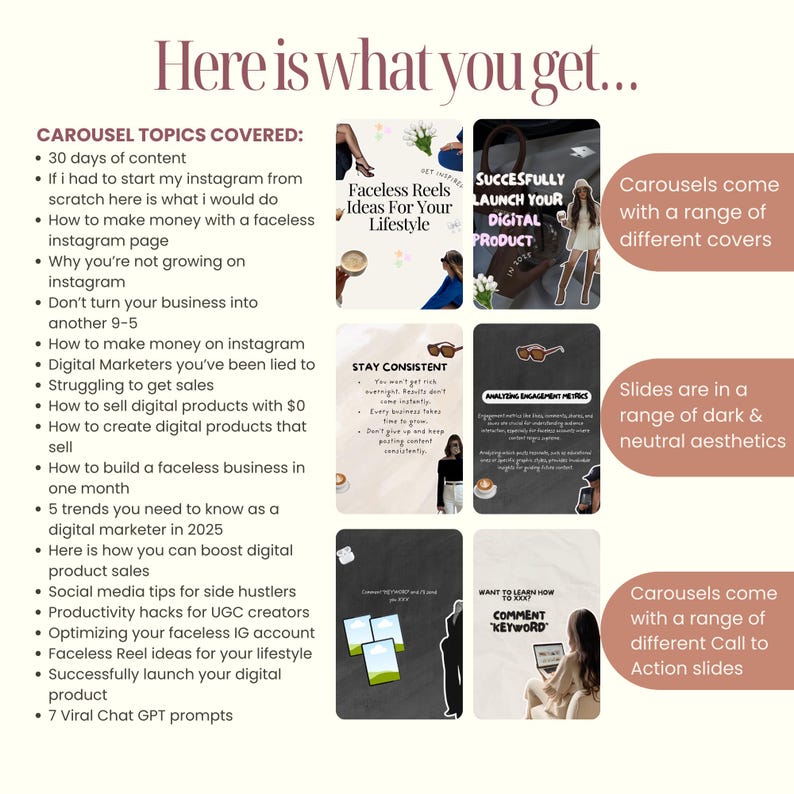 Viral Cosy Carousel, Aesthetic Instagram Templates | PLR MRR Editable ...