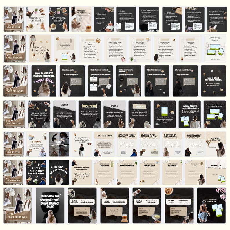 Viral Cosy Carousel, Aesthetic Instagram Templates | PLR MRR Editable ...