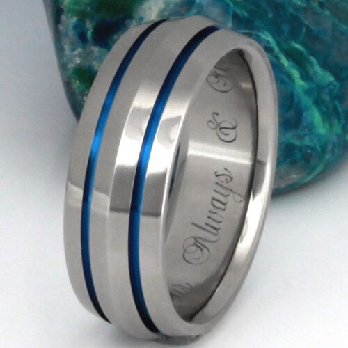 Titanium Thin Blue Line Police Ring Custom Made Band Any Size - Etsy