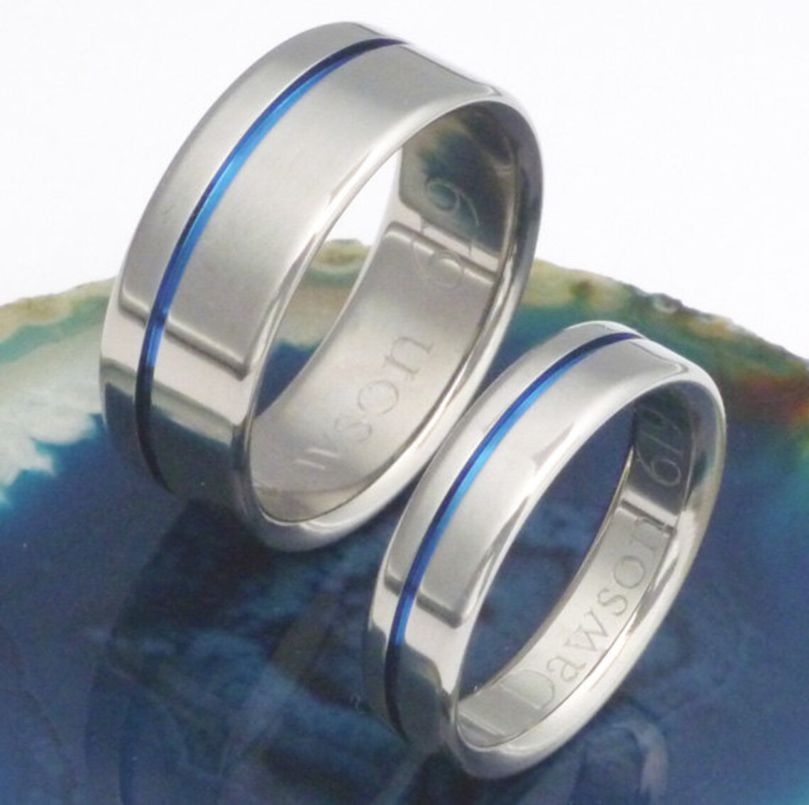 Original Thin Blue Line Titanium Wedding Band Set Matching - Etsy