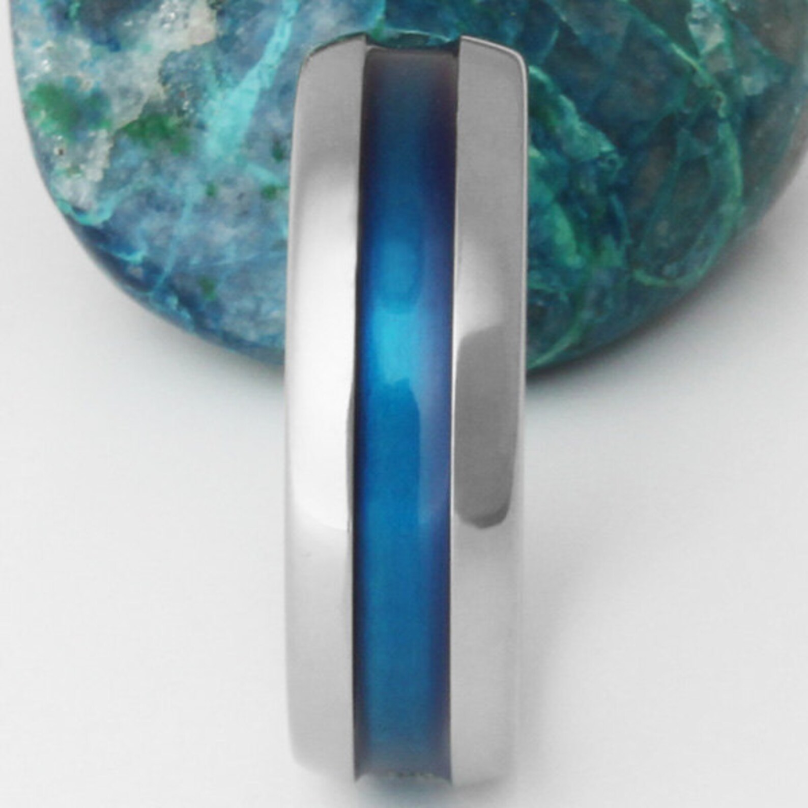 Thin Blue Line Titanium Wedding Band Handcrafted Polished - Etsy