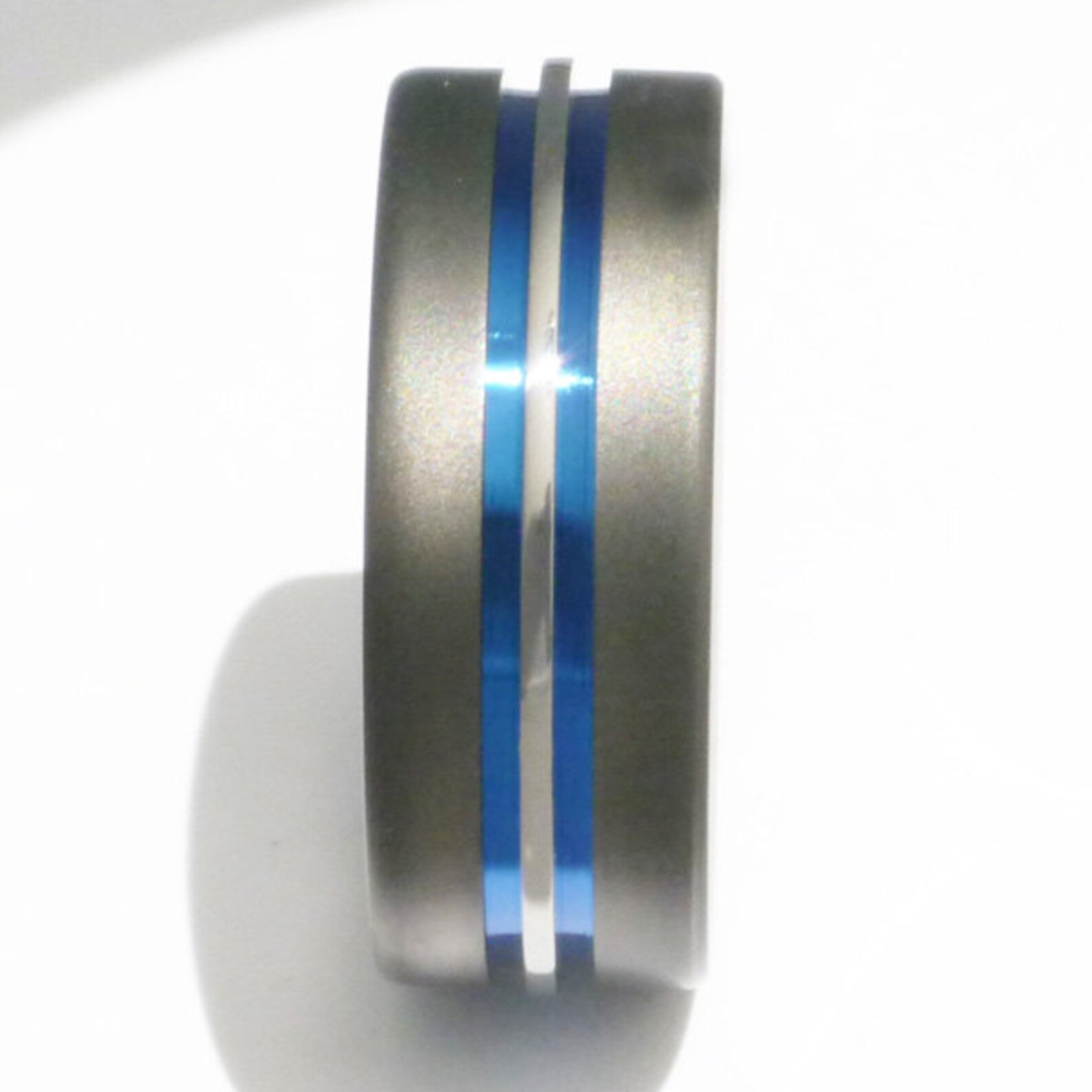 Thin Blue Line Titanium Ring Exclusive Sable Finish | Etsy