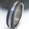 Blue Striped Titanium Wedding Band Thin Blue Line Ring, Handcrafted ...