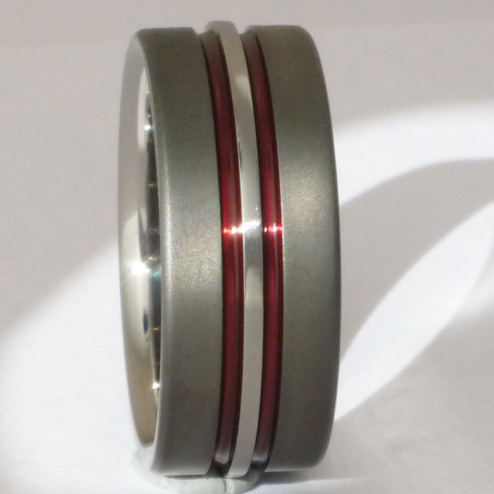 Unique Red Titanium Wedding Ring Thin Red Line Ring - Etsy