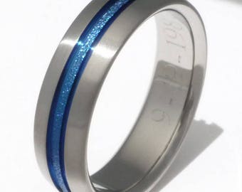 Titanium Wedding Band Thin Blue Line Engagement Ring | Etsy