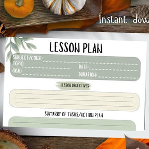 Light Green Lesson Plan Template: Printable School Planner (PDF, PNG ...