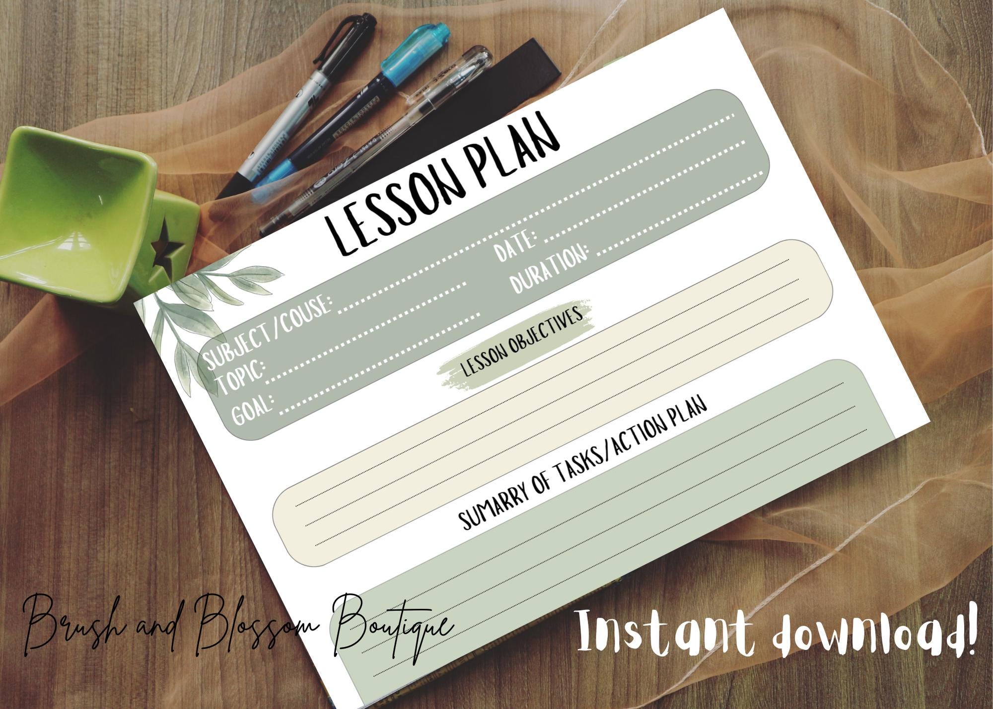 Light Green Teachers Lesson Plan Template Daily Lesson Plan Organizer ...