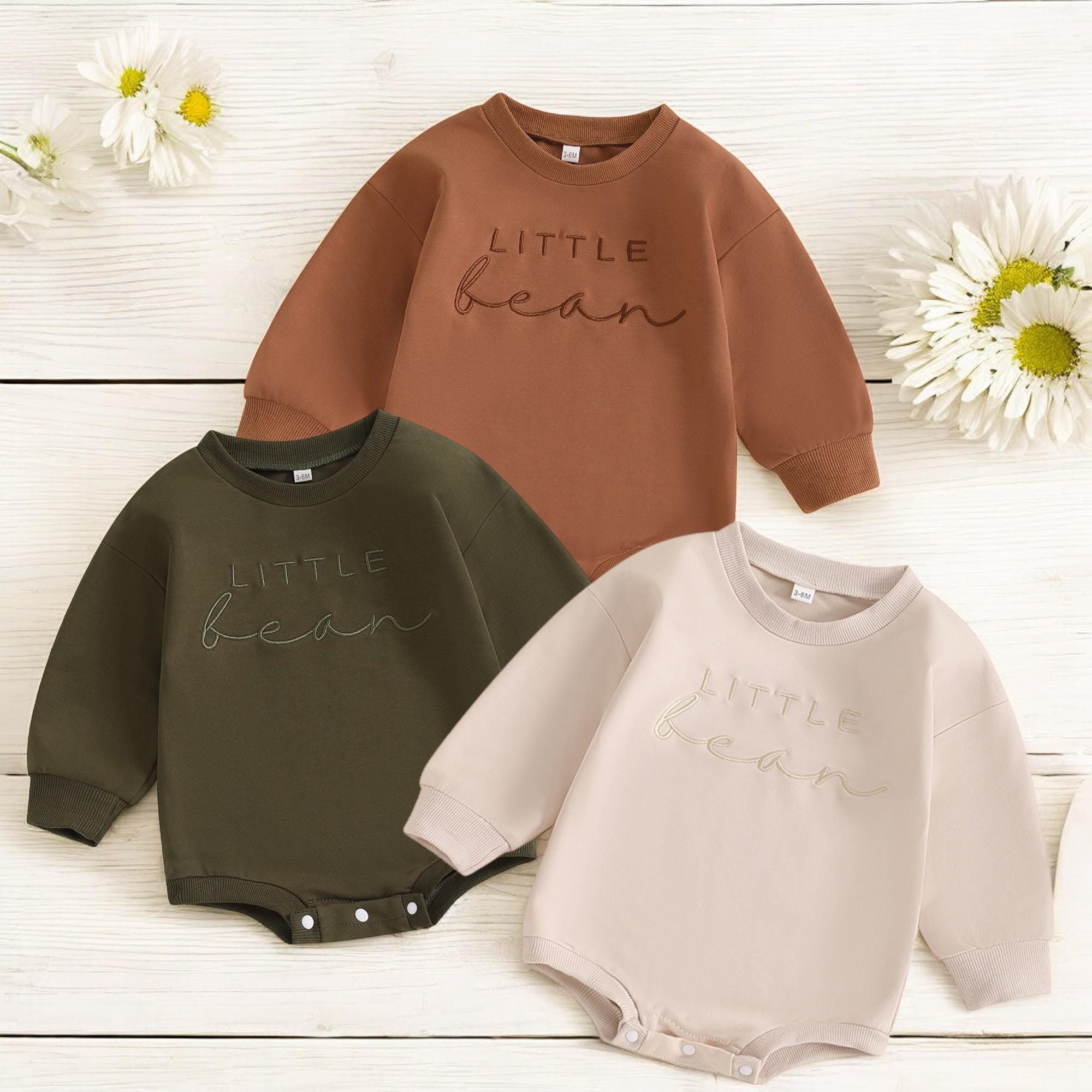 Embroidery Little Bean Bodysuit, Little Bean Romper, Coffee Baby Outfit ...