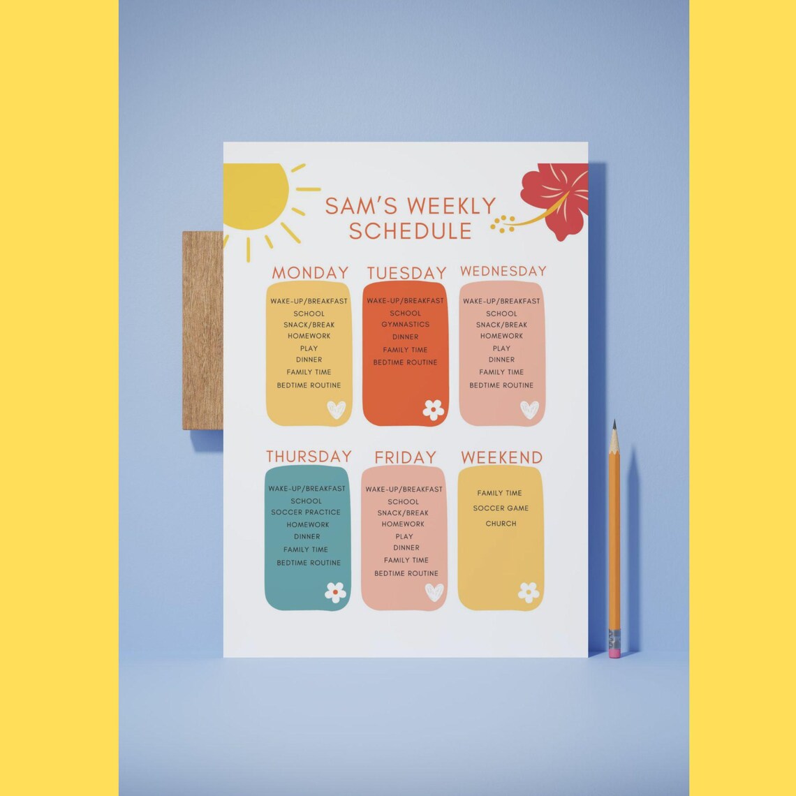 Kids Weekly Schedule, Back to School, Daily Checklist, Kids Daily ...