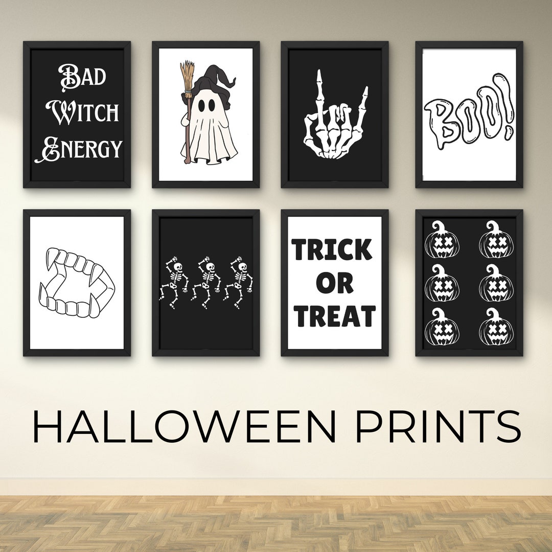 Halloween Wall Art | Black and White Halloween Prints | Print at Home ...