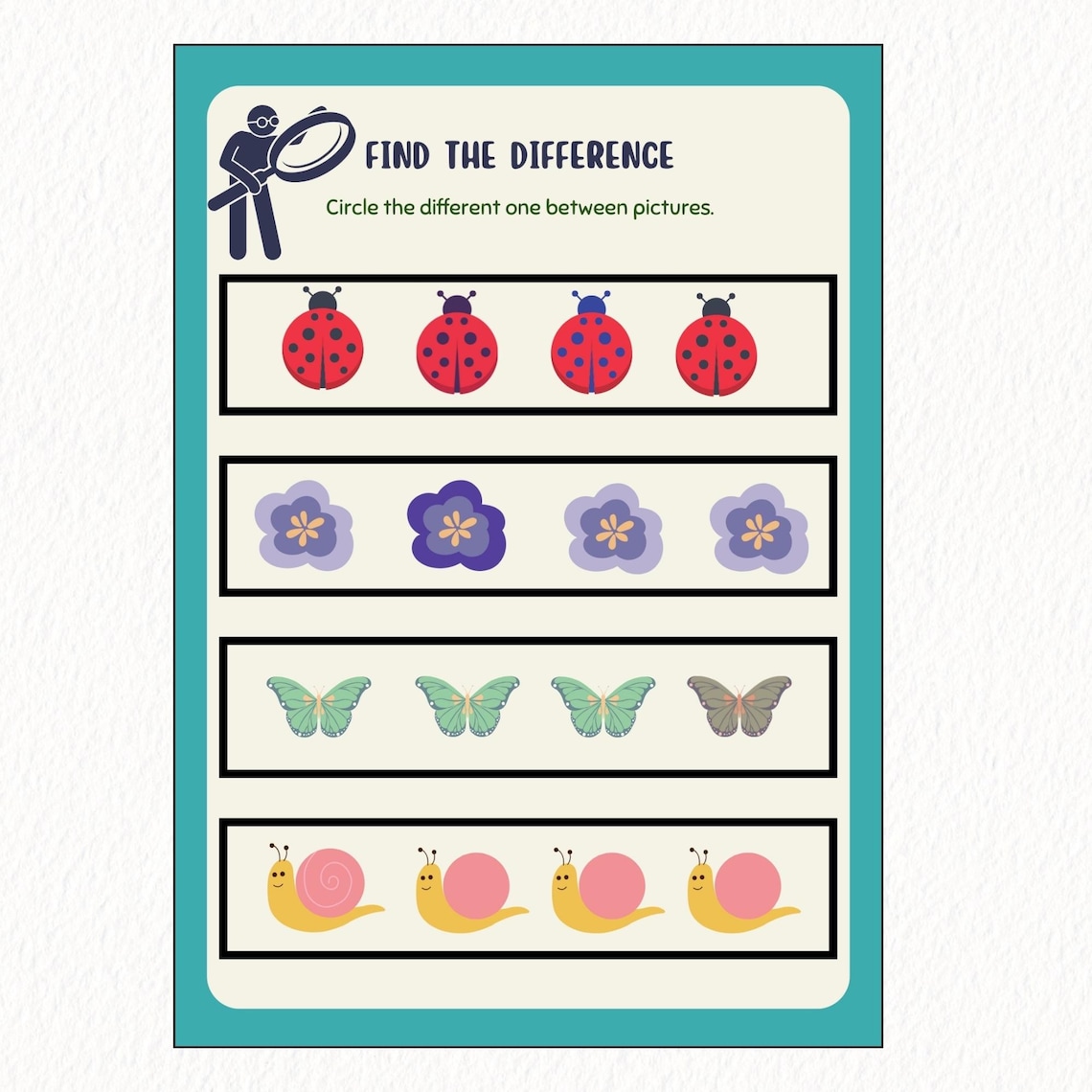 Find the Difference Worksheets for Kids | Spot the Difference Printable ...