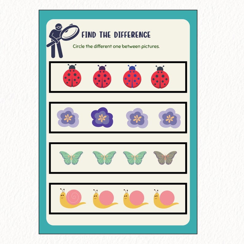 Find the Difference Worksheets for Kids | Spot the Difference Printable ...