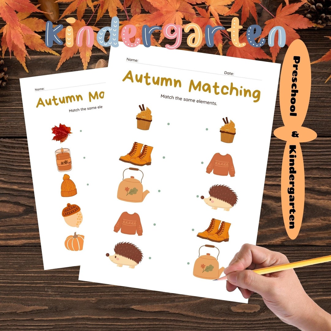 Autumn Matching Game PDF - Fall Activity Sheets for Kids - Match the ...