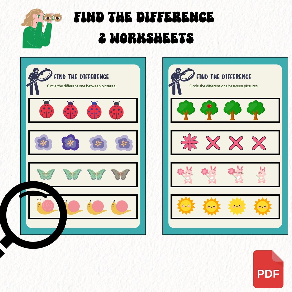Find the Difference Worksheets for Kids | Spot the Difference Printable ...