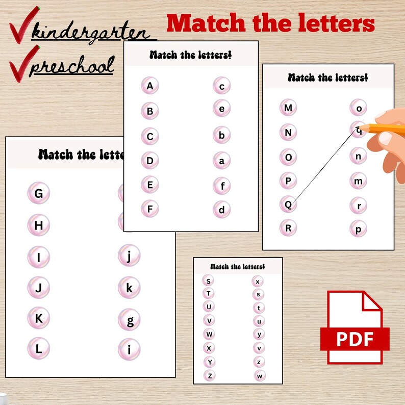 Alphabet Matching Worksheets for Preschool and Kindergarten 4 Printable ...