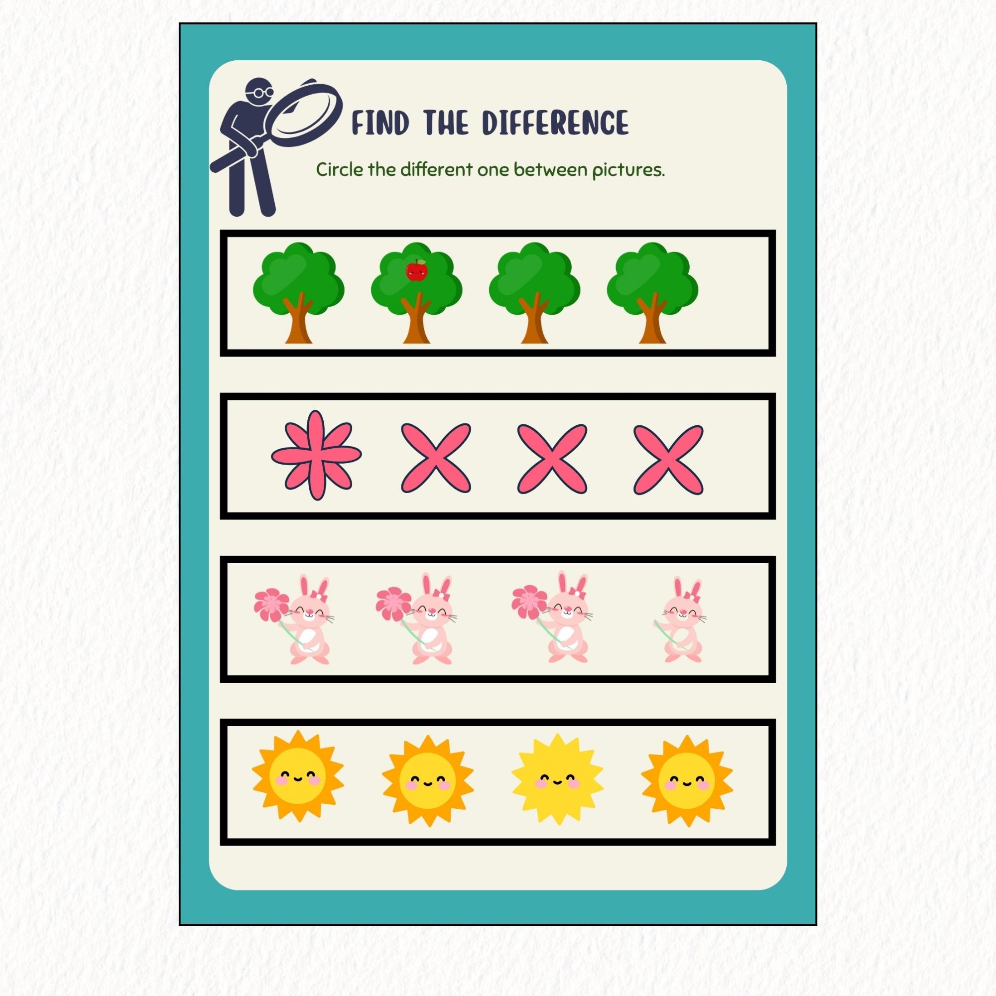 Find the Difference Worksheets for Kids | Spot the Difference Printable ...